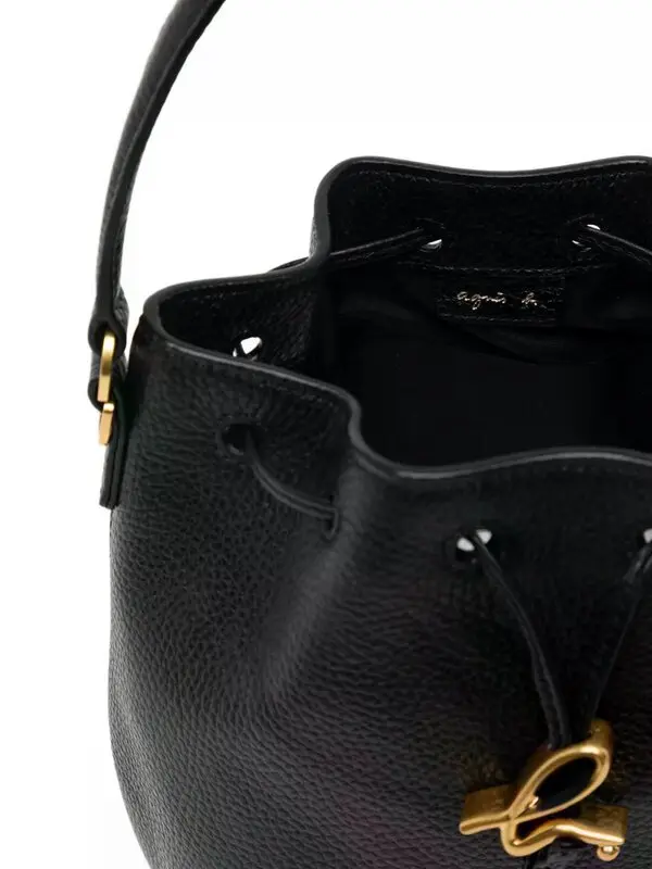 AGNES B. Drawstring Leather Bucket Bag
