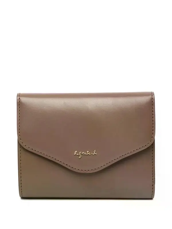 AGNES B. Flap Leather Wallet - Brown