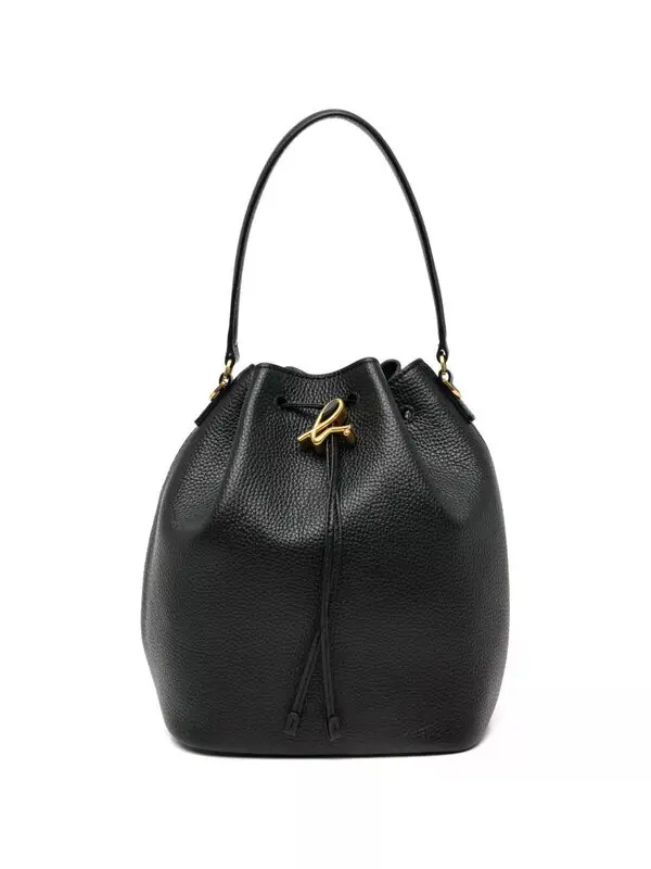 AGNES B. Drawstring Leather Bucket Bag
