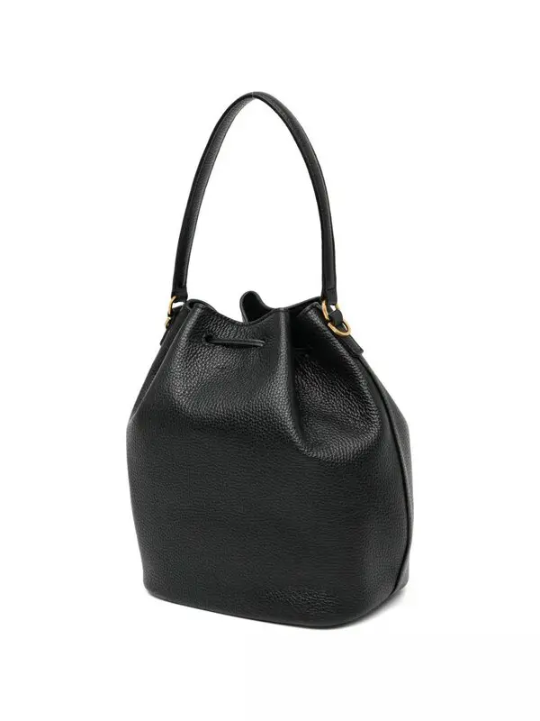 AGNES B. Drawstring Leather Bucket Bag