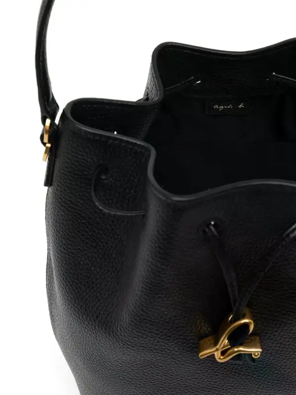 AGNES B. Drawstring Leather Bucket Bag