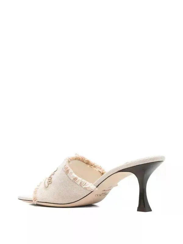 JIMMY CHOO Fringed Embroidery Sandals - Neutrals