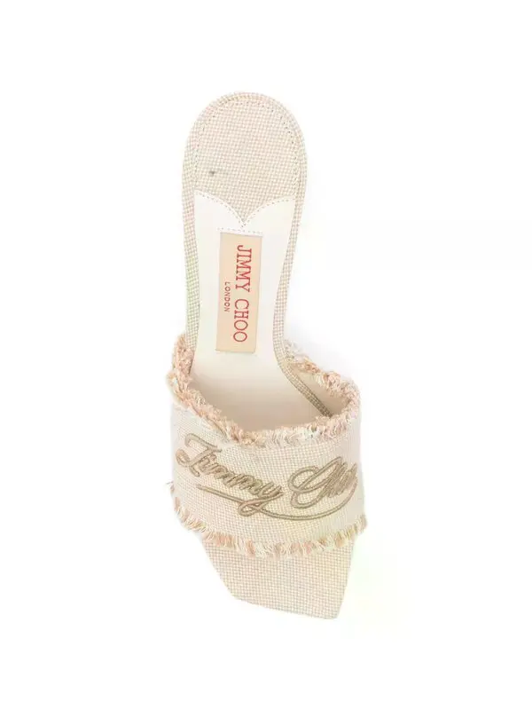 JIMMY CHOO Fringed Embroidery Sandals - Neutrals