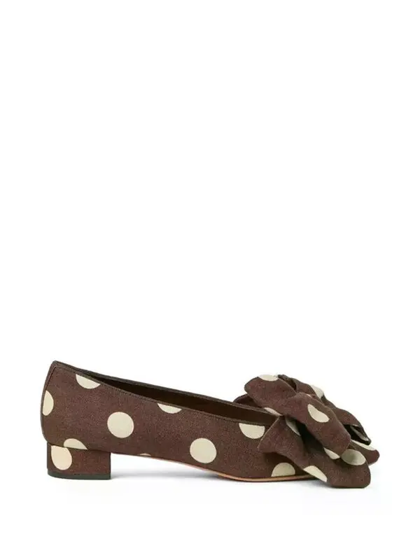 LOEFFLER RANDALL Noa Bow Polka Dot Ballet Flats - Brown