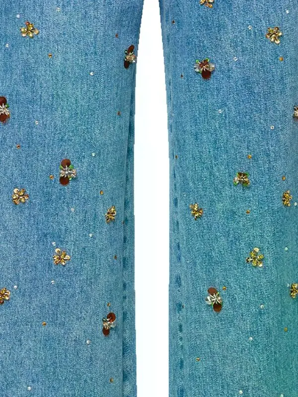 Veronica Beard Embellished Wide-leg Jeans