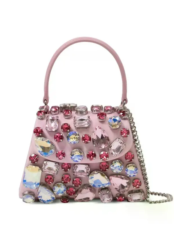SELF-PORTRAIT Crystal Embellished Mini Bag - Pink