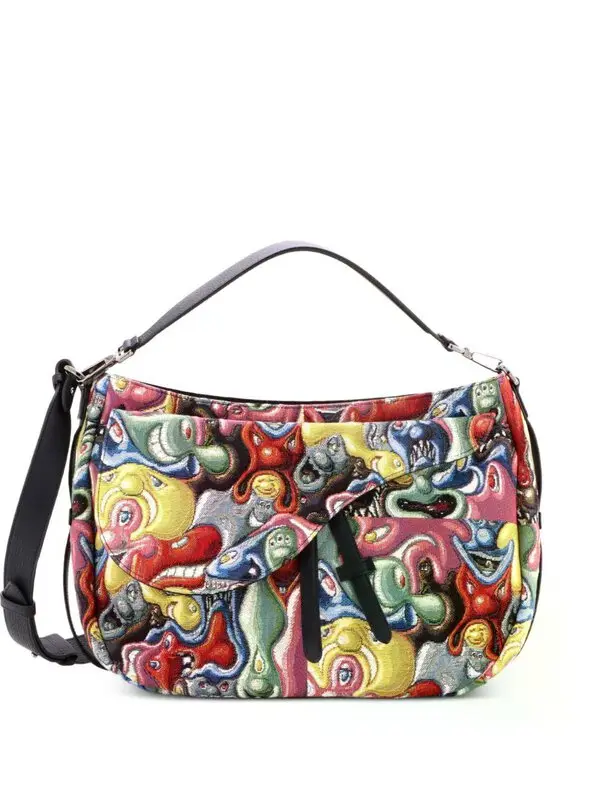 Dior Kenny Scharf Saddle Soft Bag Jacquard Printed Canvas Crossbody Bag - Multicolour