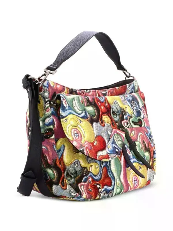 Dior Kenny Scharf Saddle Soft Bag Jacquard Printed Canvas Crossbody Bag - Multicolour
