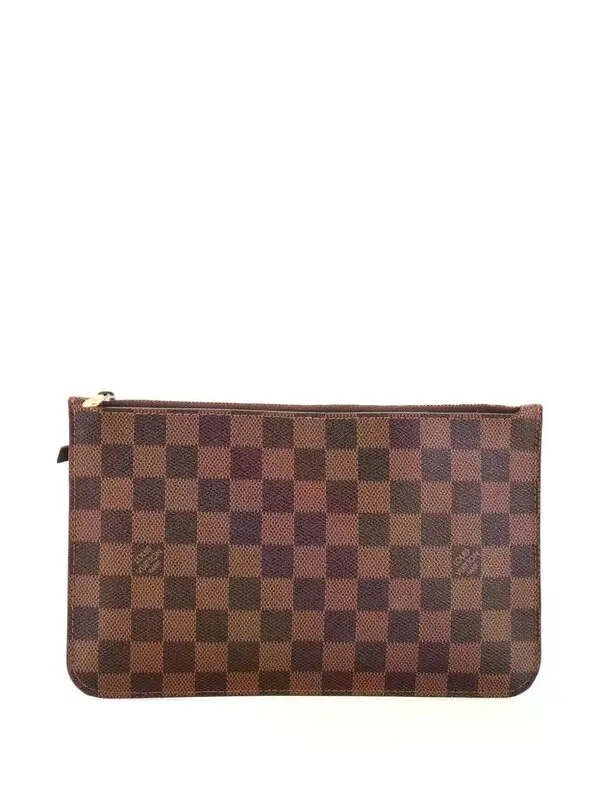 LOUIS VUITTON Neverfull Pochette Damier Large Pouch - Brown