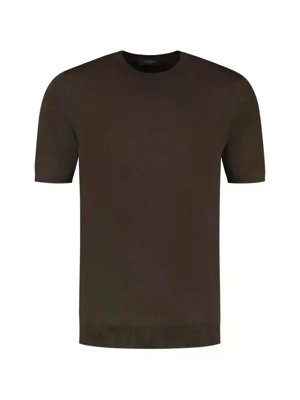 SLOWEAR Short-sleeved Crew-neck Sweater - Brown