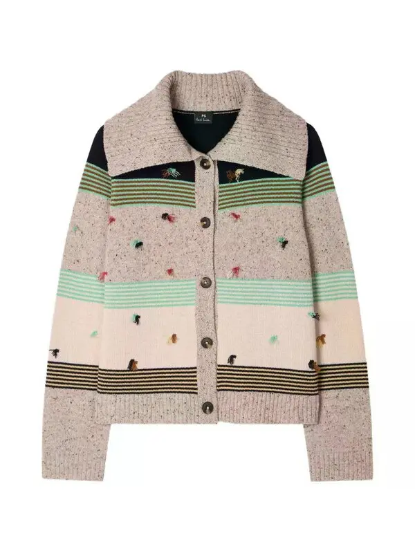 Paul Smith Block-stripe Knit Wool Cardigan