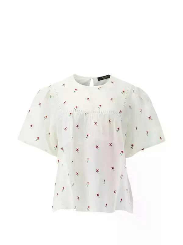 Max Mara Floral Embroidered Top - White