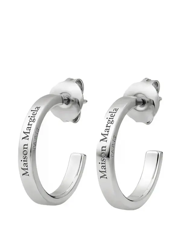 MAISON MARGIELA Logo-engraved Hoop Earrings - Silver