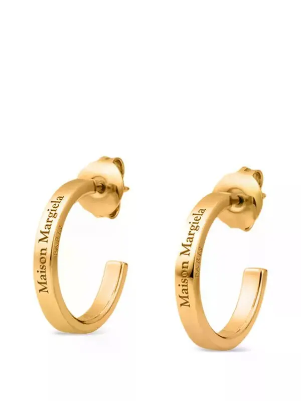 MAISON MARGIELA Logo-engraved Hoop Earrings - Silver