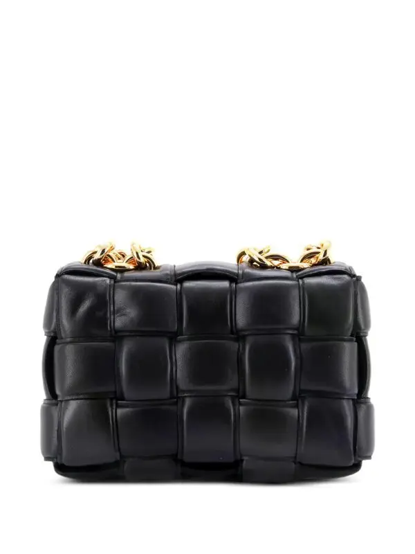 Bottega Veneta Cassette Chain Padded Maxi Intrecciato Leather Crossbody Bag - Black