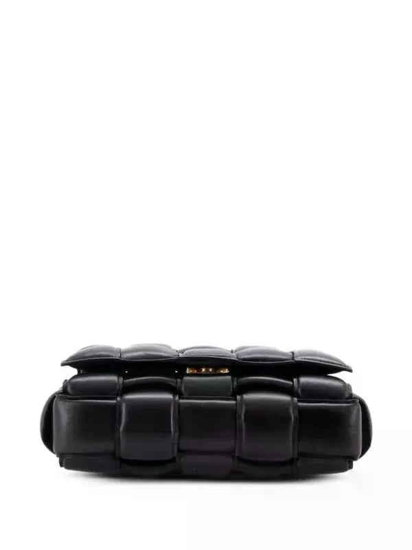 Bottega Veneta Cassette Chain Padded Maxi Intrecciato Leather Crossbody Bag - Black