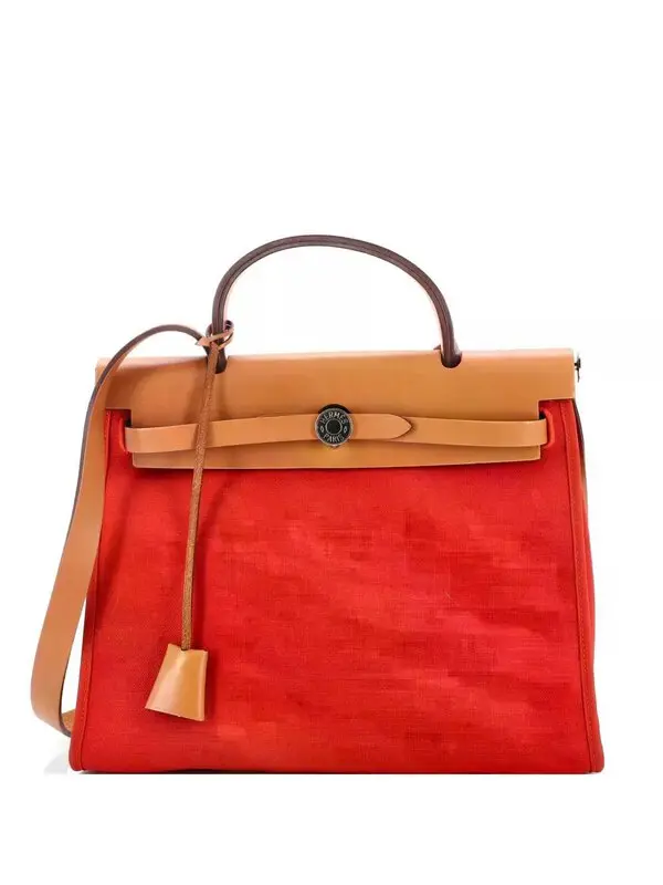 Hermès Herbag Zip 31 Shoulder Bag Leather And Toile - Brown