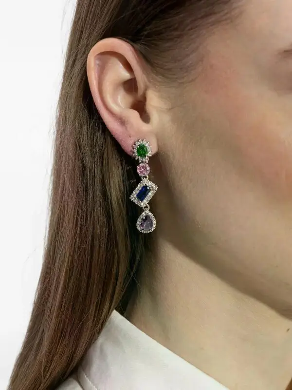 MAISON MARGIELA Geometric Drop Earrings - Silver