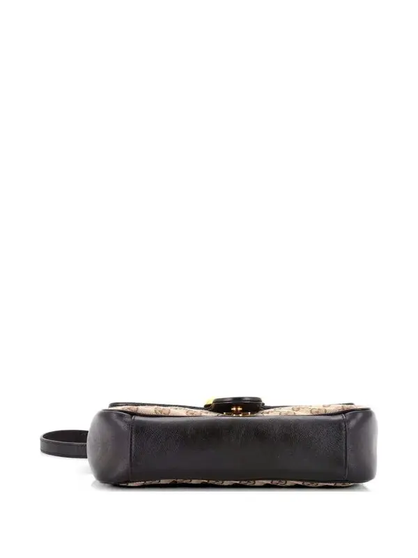 Gucci Gg Marmont Flap Bag With Diagonal Quilted Gg Canvas - Black