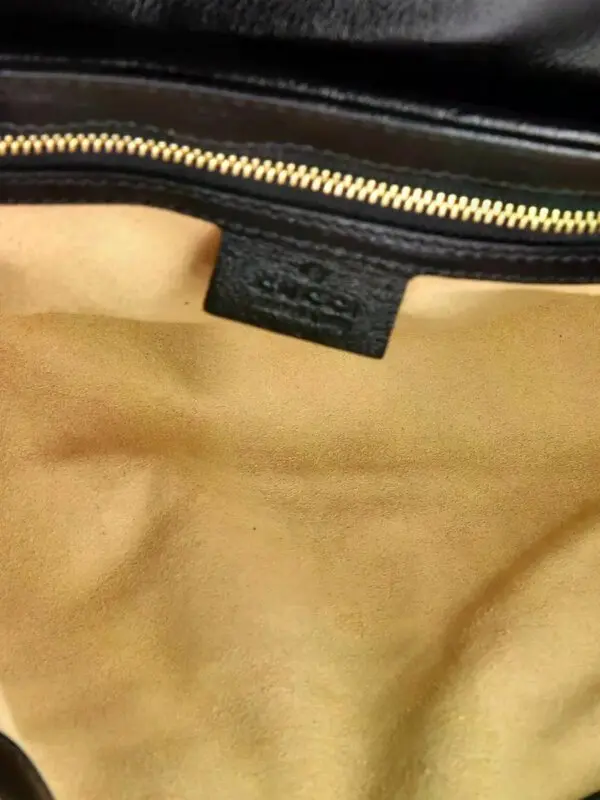 Gucci Gg Marmont Flap Bag With Diagonal Quilted Gg Canvas - Black