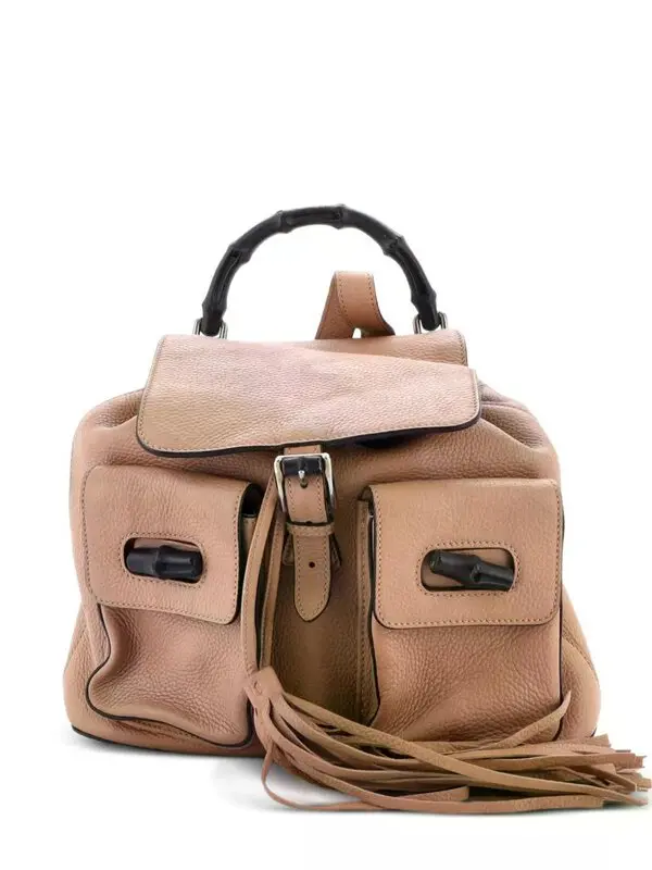 Gucci Bamboo Tassel Leather Medium Backpack - Neutrals