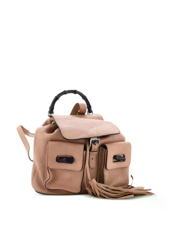 Gucci Bamboo Tassel Leather Medium Backpack - Neutrals
