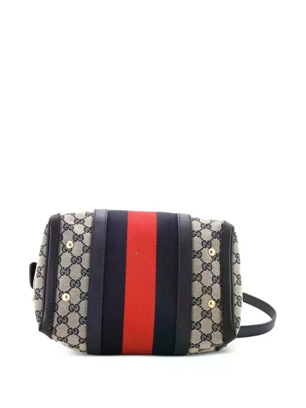 Gucci Vintage Web Boston Bag Gg Canvas Small Satchel - Blue