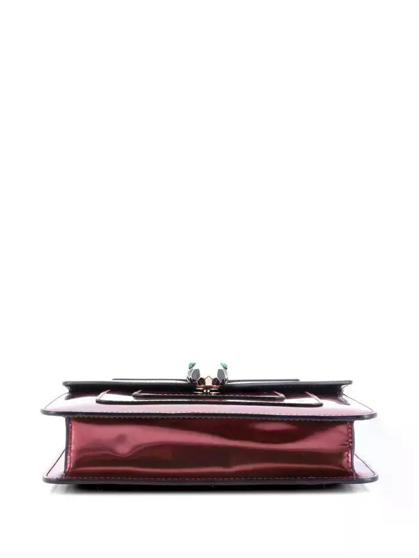 BVLGARI Serpenti Forever Metallic Leather Shoulder Bag - Red