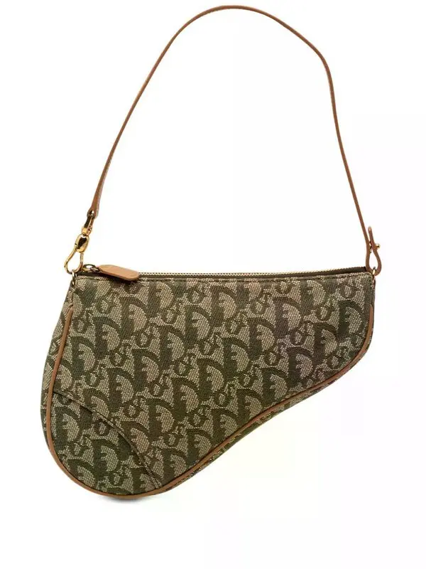Dior 2001 Diorissimo Canvas Saddle Pochette Shoulder Bag - Green