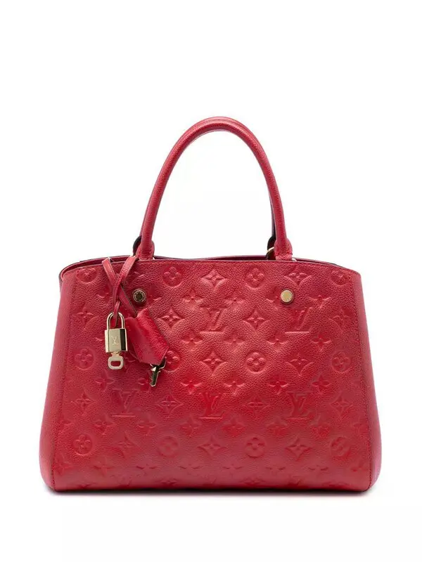 LOUIS VUITTON 2015 Monogram Empreinte Montaigne Mm Satchel - Red