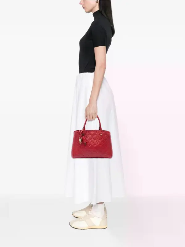 LOUIS VUITTON 2015 Monogram Empreinte Montaigne Mm Satchel - Red