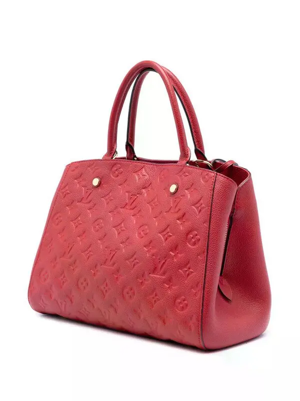 LOUIS VUITTON 2015 Monogram Empreinte Montaigne Mm Satchel - Red