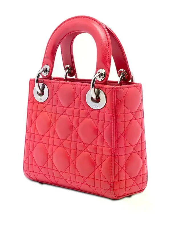 Dior 2012 Mini Lambskin Cannage Lady Satchel - Red