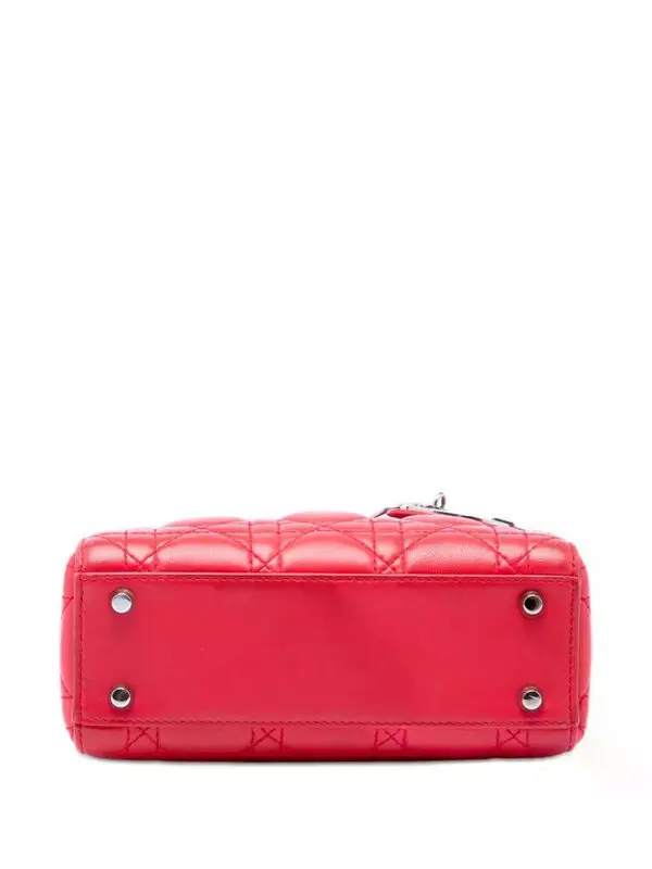 Dior 2012 Mini Lambskin Cannage Lady Satchel - Red