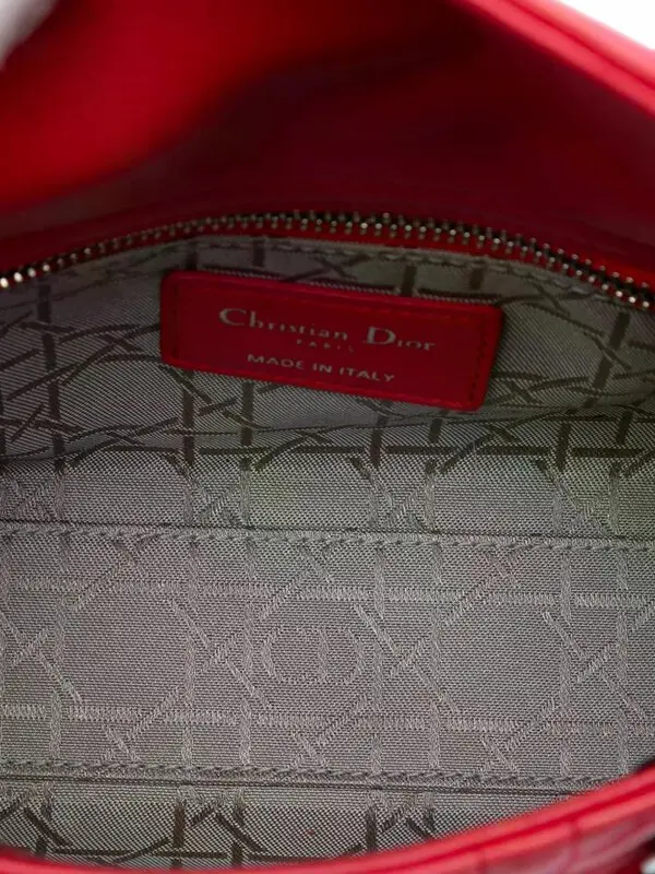 Dior 2012 Mini Lambskin Cannage Lady Satchel - Red