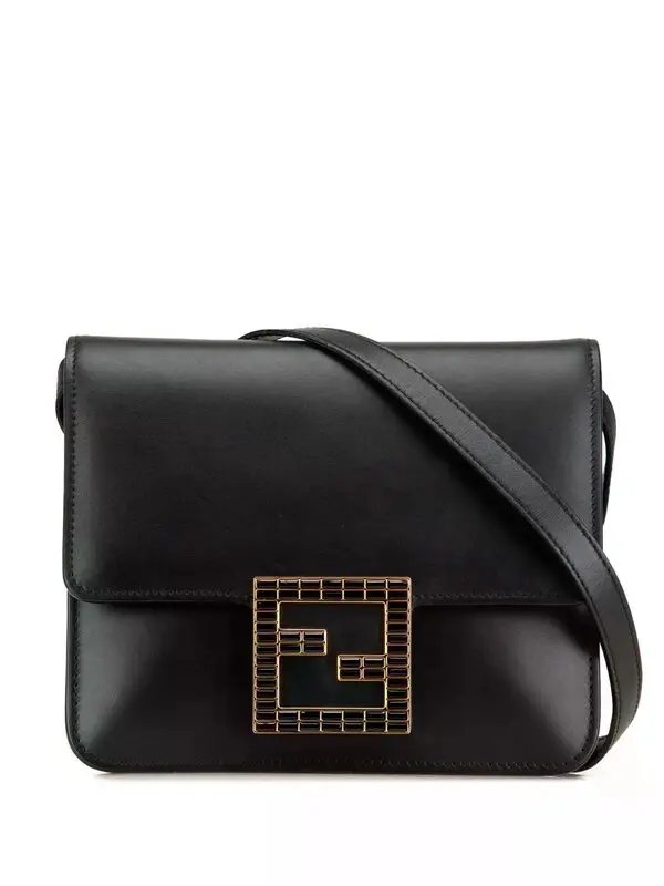 Fendi Leather Crystal Fab Crossbody Bag