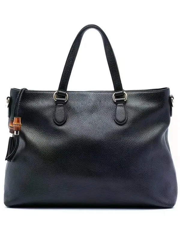 Gucci Leather Bamboo Tassel Satchel