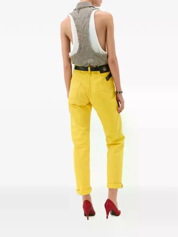 Versace High Waisted Straight Leg Jeans - Yellow