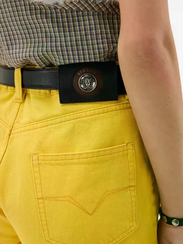 Versace High Waisted Straight Leg Jeans - Yellow