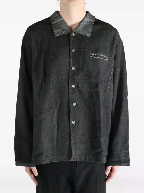 MUTEDANCE Chest-pocket Check-collar Shirt