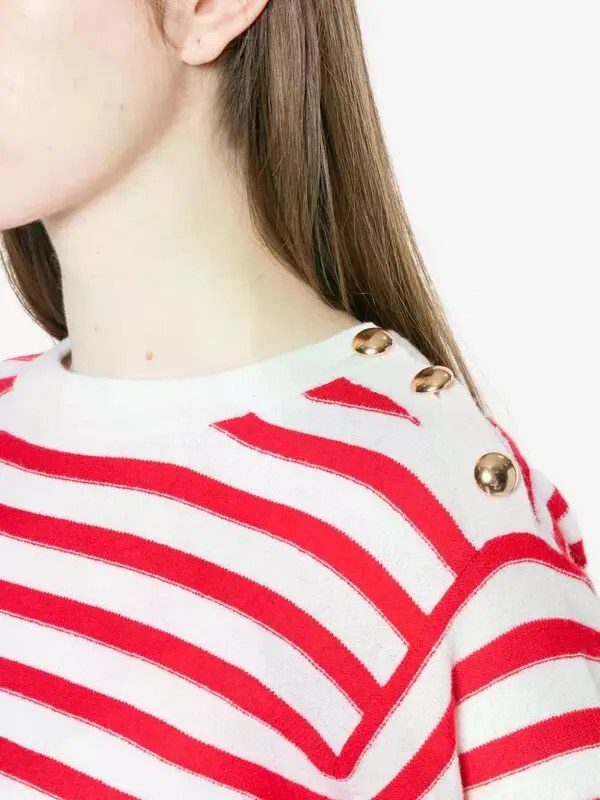 ALLUDE Striped Short-sleeve Top