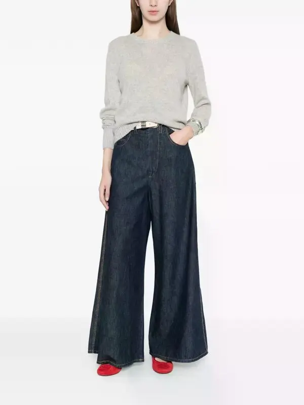 ALLUDE Round-neck Cashmere Sweater - Grey