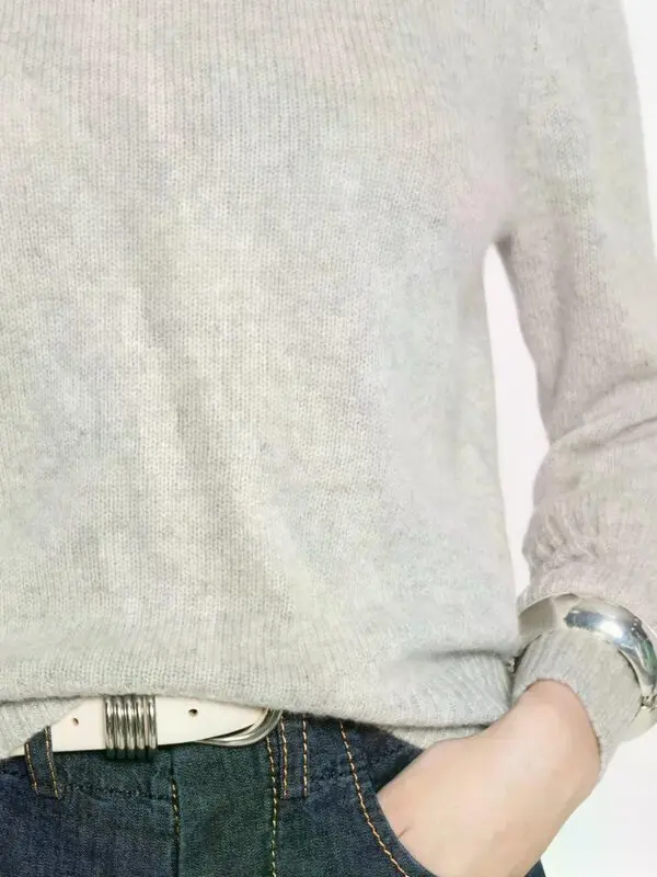 ALLUDE Round-neck Cashmere Sweater - Grey