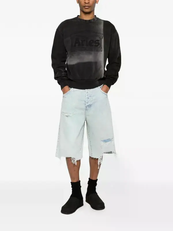 Aries Sunbleached Column Sweatshirt - Black