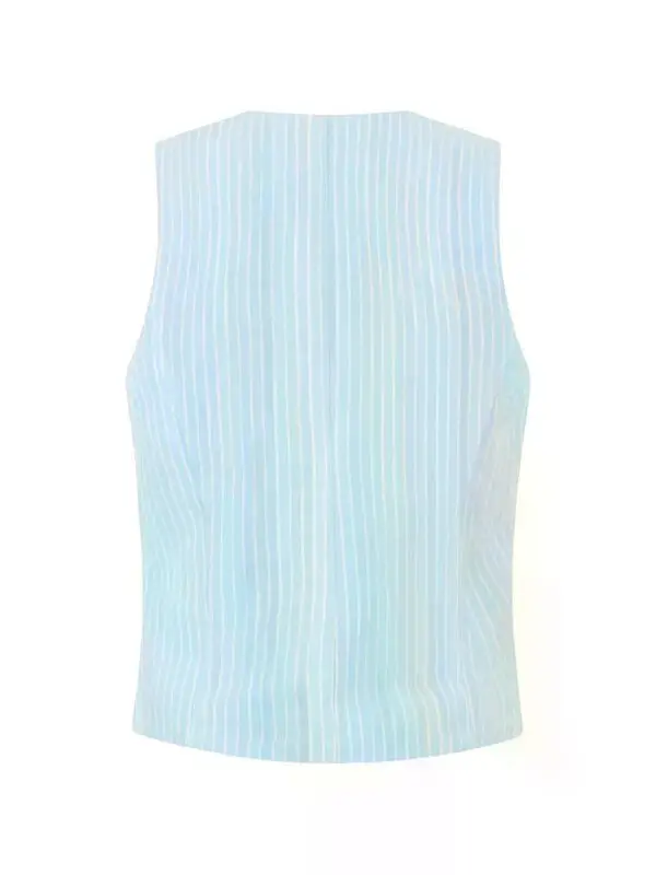 120% Lino Striped Button-down Vest