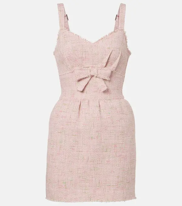 SHUSHU/TONG Bow-detail Cotton-blend Tweed Minidress