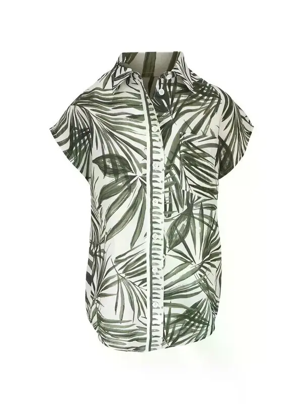 Bogner Leaf-print Button Down Blouse