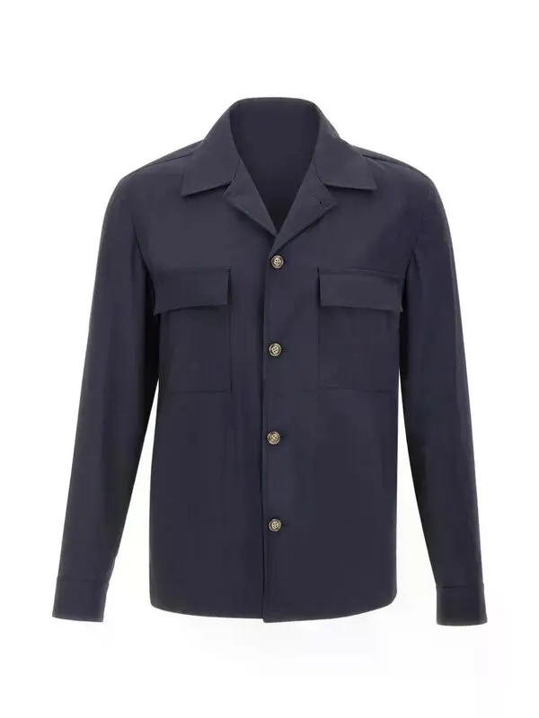 BARBA NAPOLI London Flap-pockets Button-down Virgin Wool Jacket - Blue