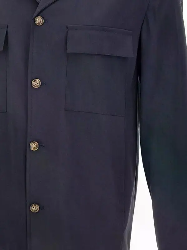 BARBA NAPOLI London Flap-pockets Button-down Virgin Wool Jacket - Blue