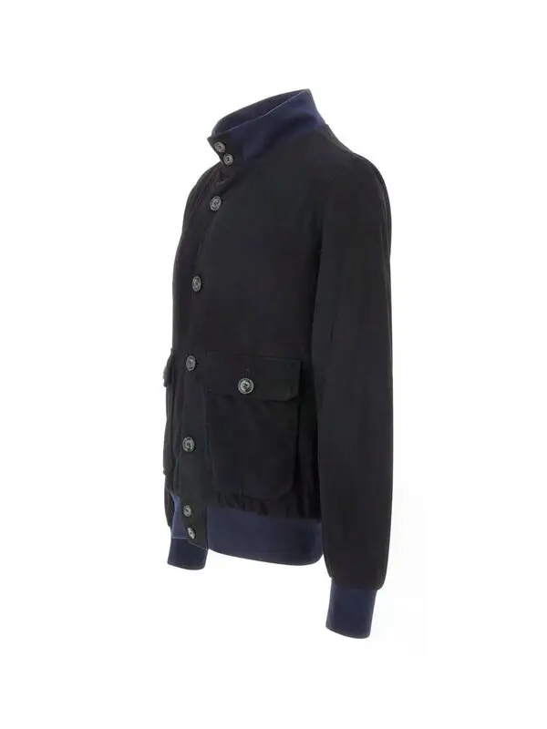 BARBA NAPOLI High-collar Patch-pockets Jacket - Blue